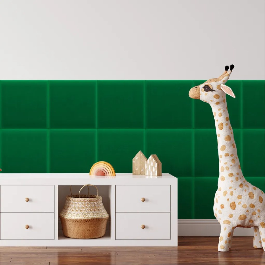 Sametový čalouněný panel - Čtverec - 40x40cm Farba: Zelená
