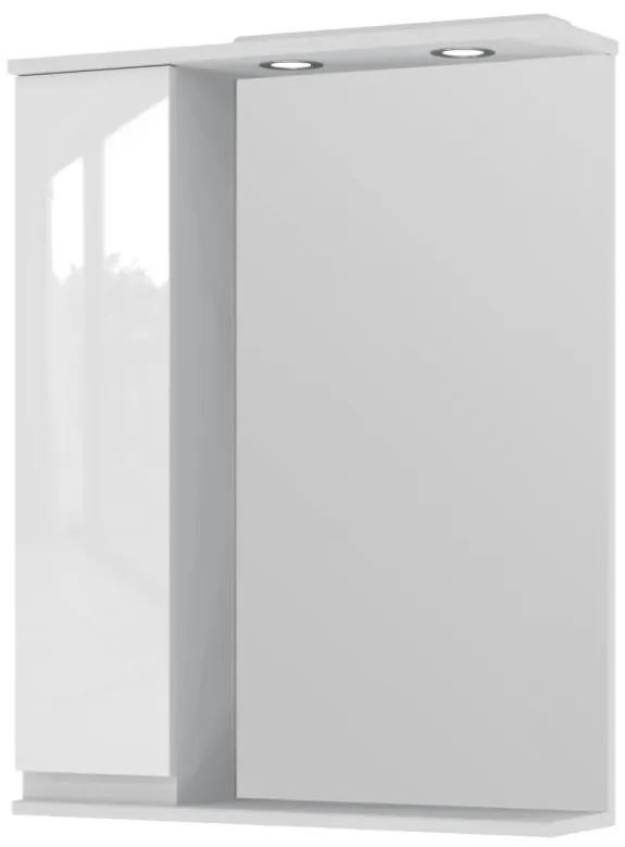 Kingsbath Auriga 65 závěsná koupelnová skříňka se zrcadlem a LED osvětlením Orientace: Pravá