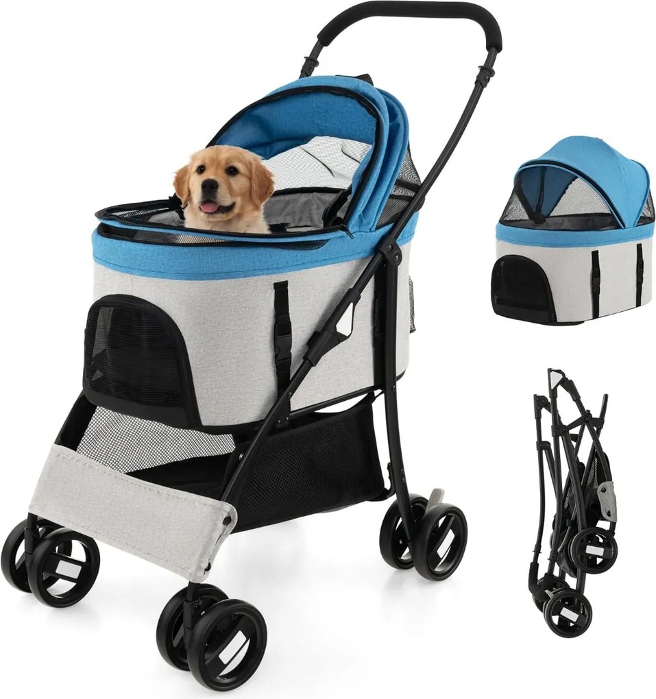 Costway 3 v 1 Psí kočárek psí buggy skládací až 15 kg Vozík pro mazlíčky