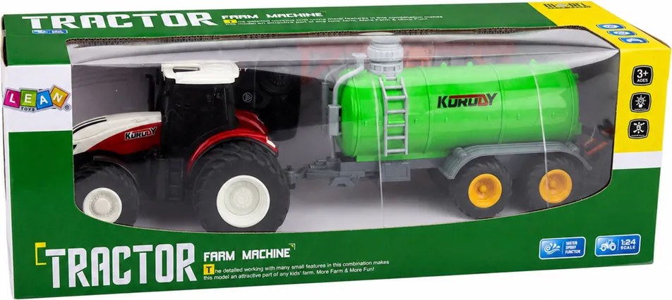 LEAN Toys Zemědělský traktor s postřikovačem tekutých hnojiv, dálkově ovládaný, RC 1:24