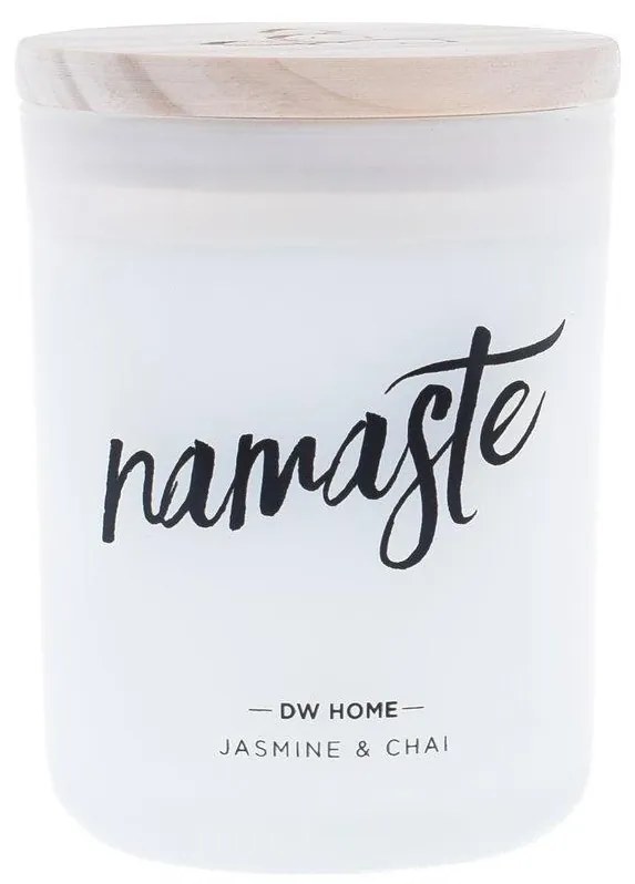 dw HOME Vonná svíčka Yoga - Namasté 425 g, bílá barva, sklo, dřevo, vosk