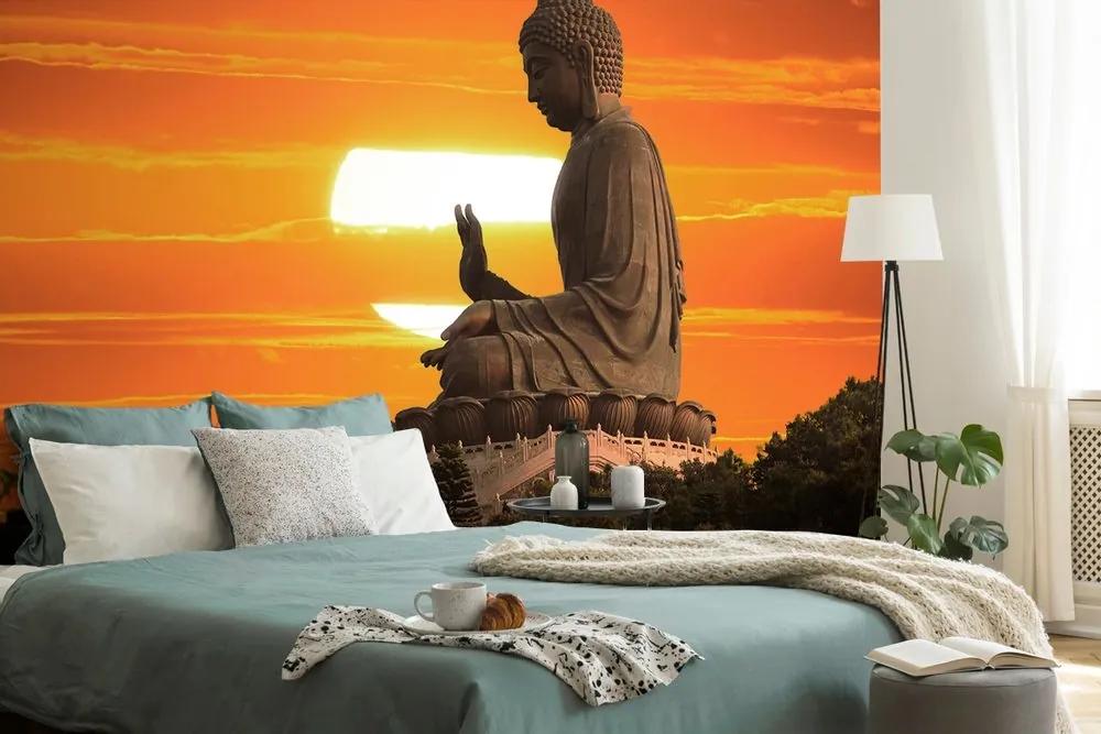Tapeta socha Budhy při západu slunce - 225x150 cm