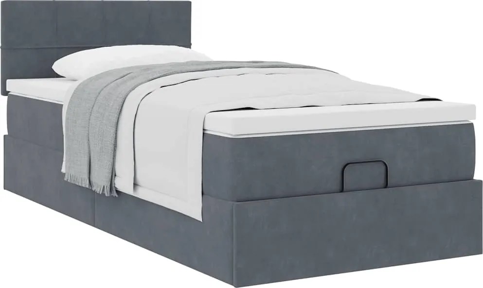 Osmanský rám postele s matrací tmavě šedá 80x200cm samet 3311736