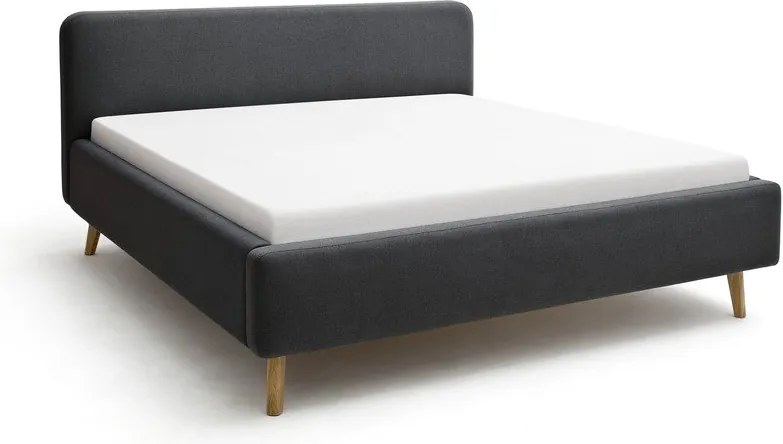 Antracitová čalouněná dvoulůžková postel bez roštu 180x200 cm Mattis – Meise Möbel