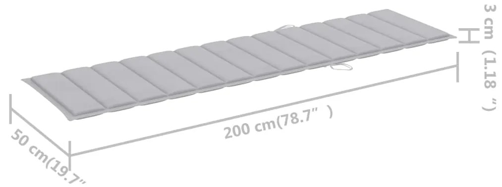 vidaXL Marketos Zahradní lehátko s šedou poduškou masivní teak