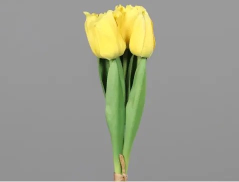 Umělá květina Svazek tulipánů 30 cm, žlutá