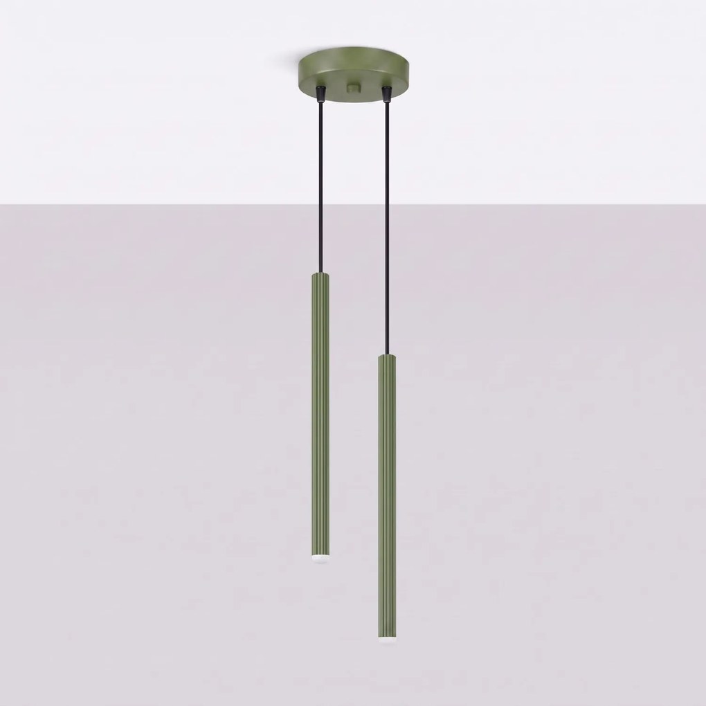 Sollux Lighting Závěsné svítidlo ARCHE 2P olivově zelené