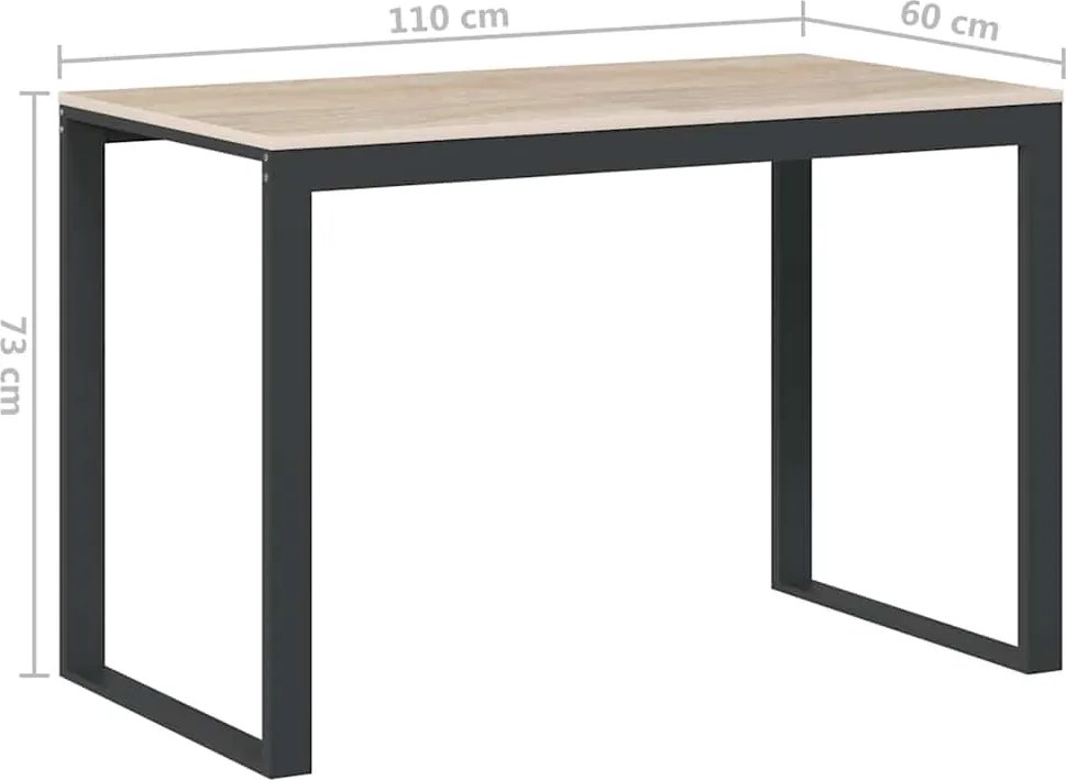 Počítačový stůl černý a dub 110 x 60 x 73 cm dřevotříska 30199