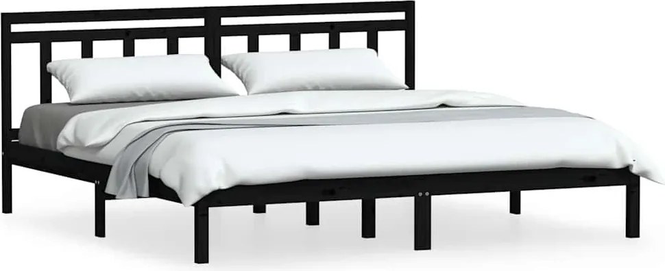 Rám postele černý masivní borovice 200 x 200 cm 3100613
