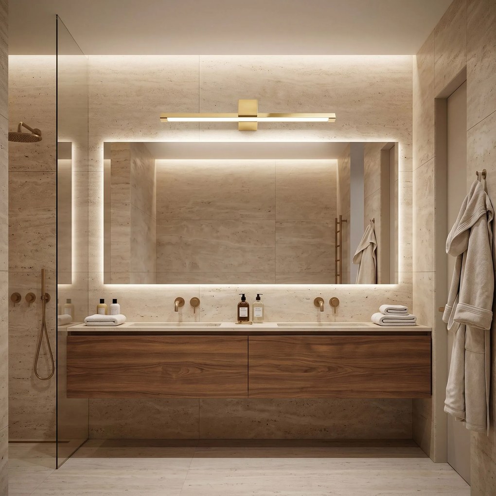 Toolight Toolight, LED koupelnové nástěnné svítidlo 60cm, 12W, 1500lm, SWE044-1W, zlatá lesklá, OSW-20144