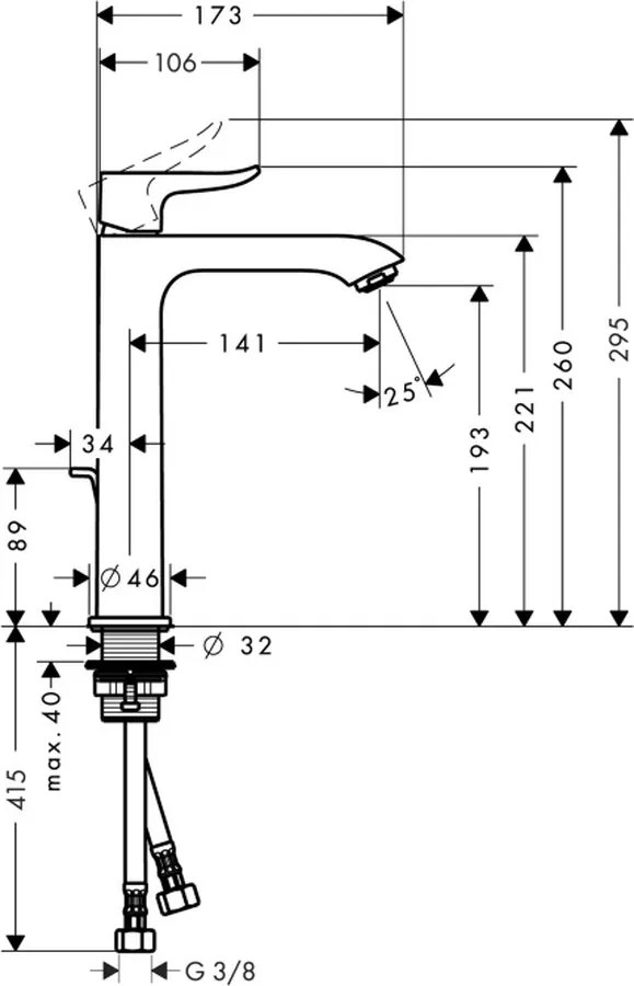 Hansgrohe Metris New, umyvadlová baterie s výpustí, chromová, 31183000