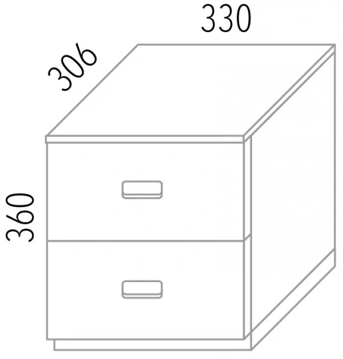 Domestav - DOMINO Skříň zásuvková 2 zásuvky hloubka 306 buk cink, mořený