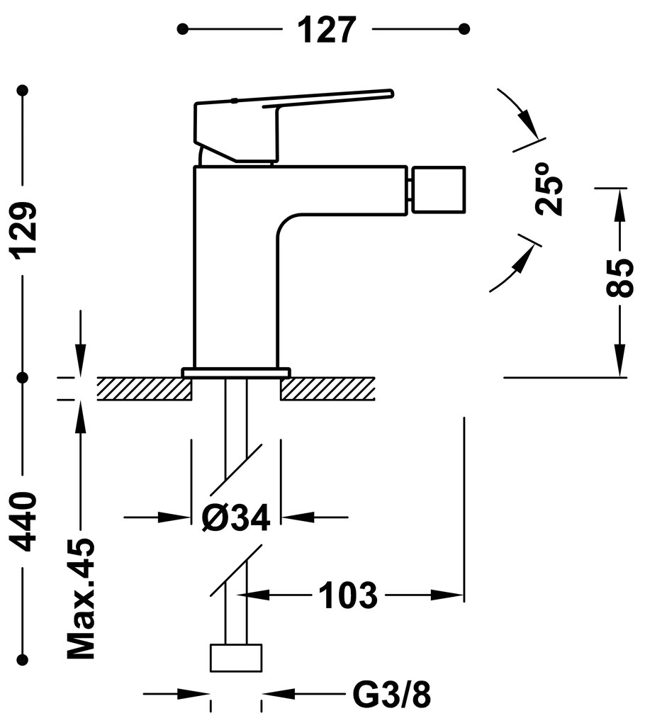 PROJECT TRES Jednopáková bidetová baterie, černý bronz 21112001KMB