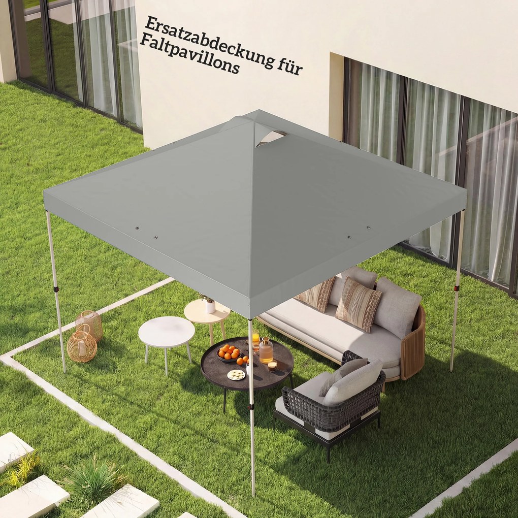Náhradní střecha pavilonu UV50+ vodotěsná s 8 odtokovými otvory 3 x 3 m, světle šedá