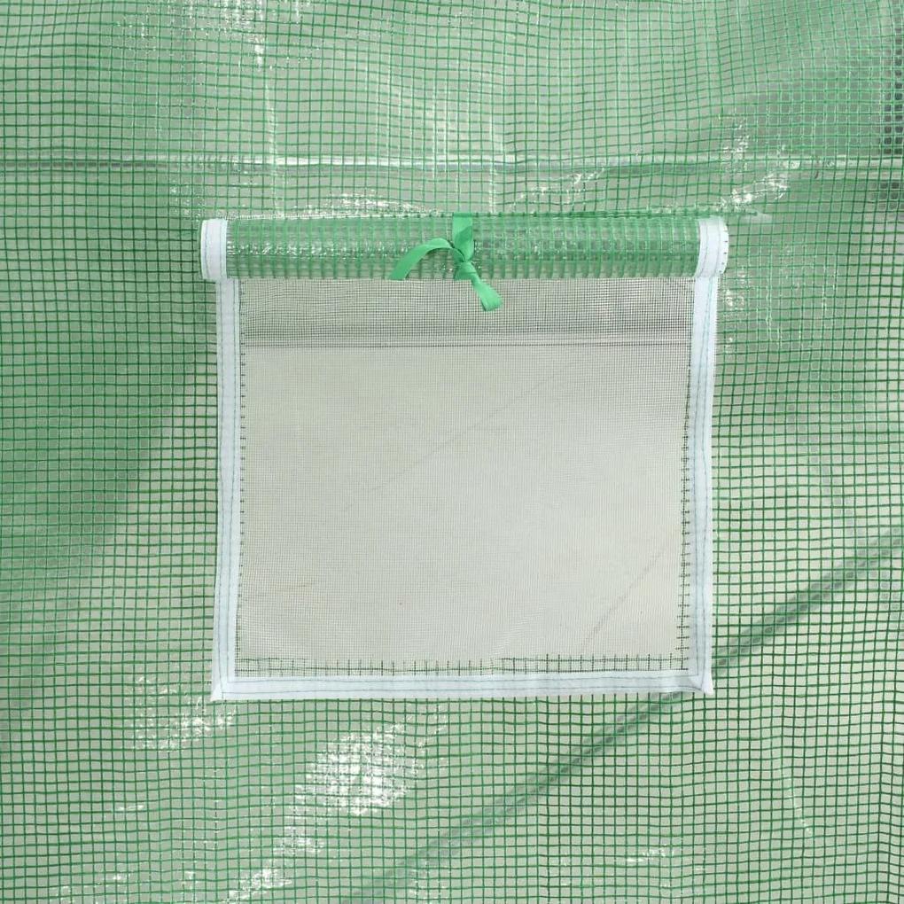 vidaXL Skleník s ocelovým rámem 32 m² 16 x 2 x 2 m [3188023] Barva: Zelená