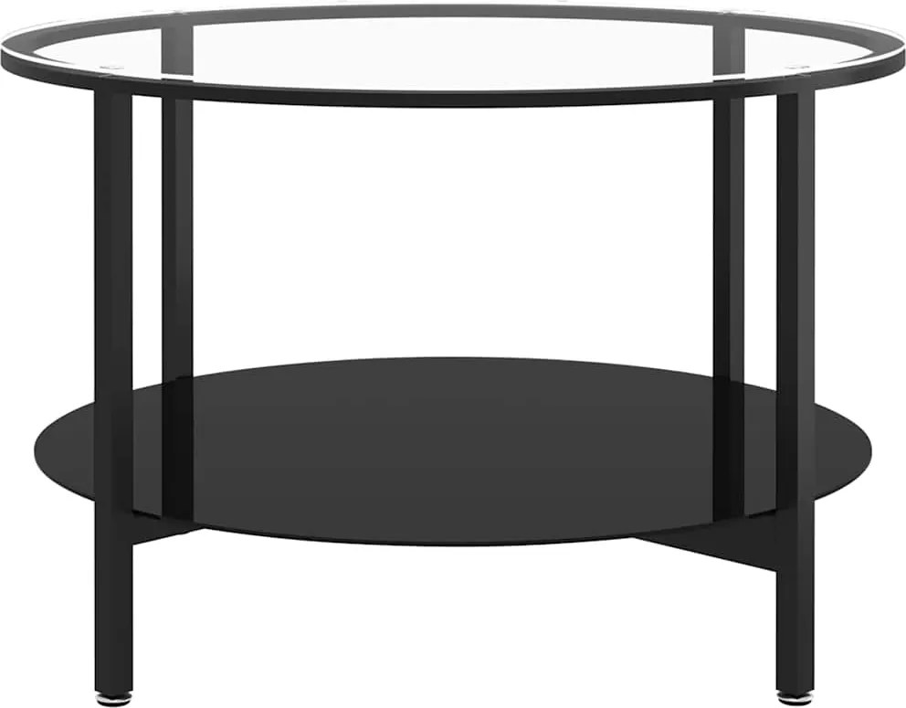 Čajový stolek černý a průhledný 70 cm tvrzené sklo 331618