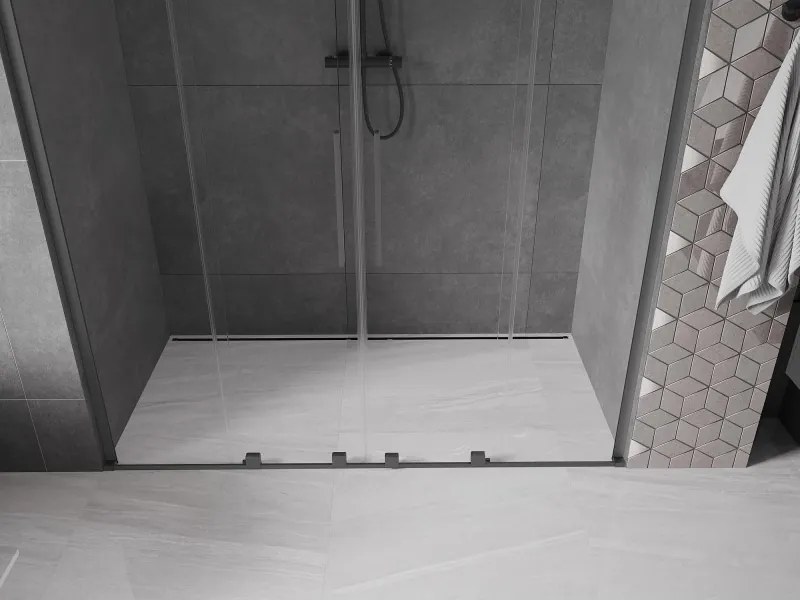 Mexen Velar L Duo, posuvné sprchové dveře do otvoru 170 cm, 8mm čiré sklo, broušený grafit, 871-170-003-02-95