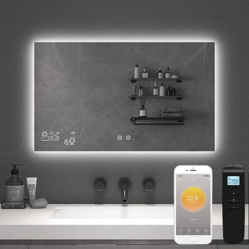 Chytré topné zrcadlo ByeCold 350 W, 100 × 60 cm, LED