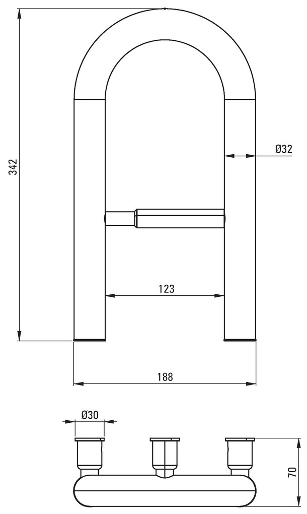 Deante Vital příslušenství, nástěnné kovové madlo s držákem na wc papír, NIV_041F