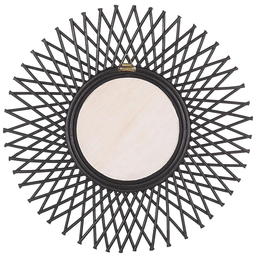 Nástěnné ratanové zrcadlo ve tvaru slunce ⌀ 60 cm černé TAGOLU Beliani