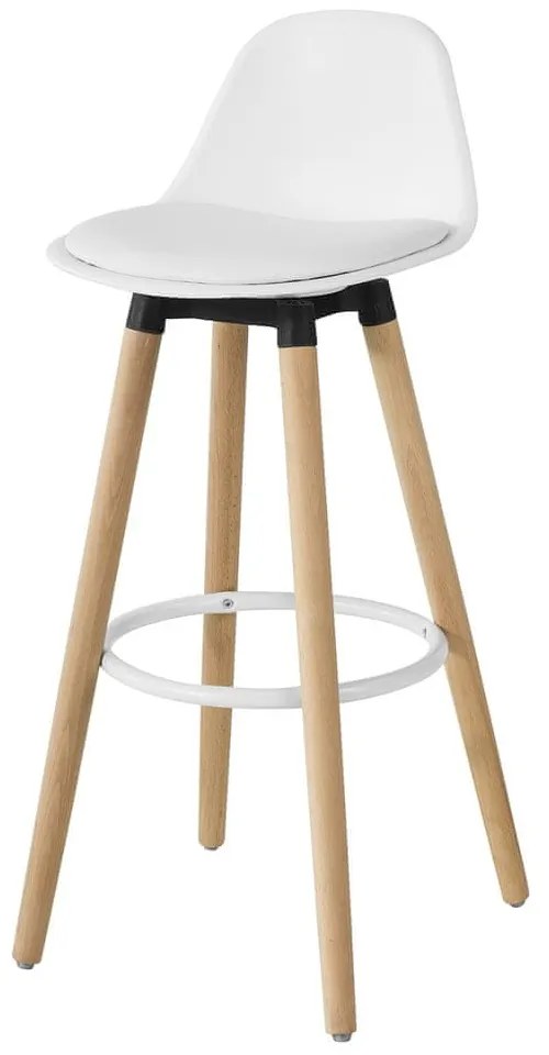 Sobuy FST70-W Barová židle s opěrkou nohou Barová židle Pultová stolička Bílá Výška sedáku: 70cm