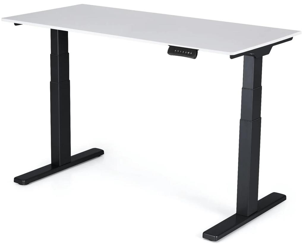 Výškově nastavitelný stůl Liftor 3segmentové nohy premium černé,   deska 1380 x 650 x 18 mm bílá