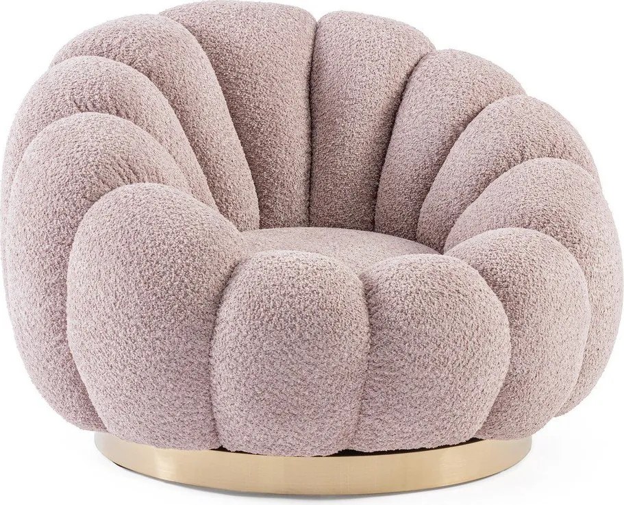 Růžové otočné křeslo z textilie bouclé Florel – Bizzotto
