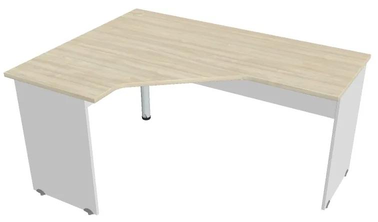 Stůl ergo pravý 160*120 cm - Hobis Gate GEV 60 P Dekor stolové desky: akát, Dekor lamino podnože: bílá, Barva nohy: stříbrná