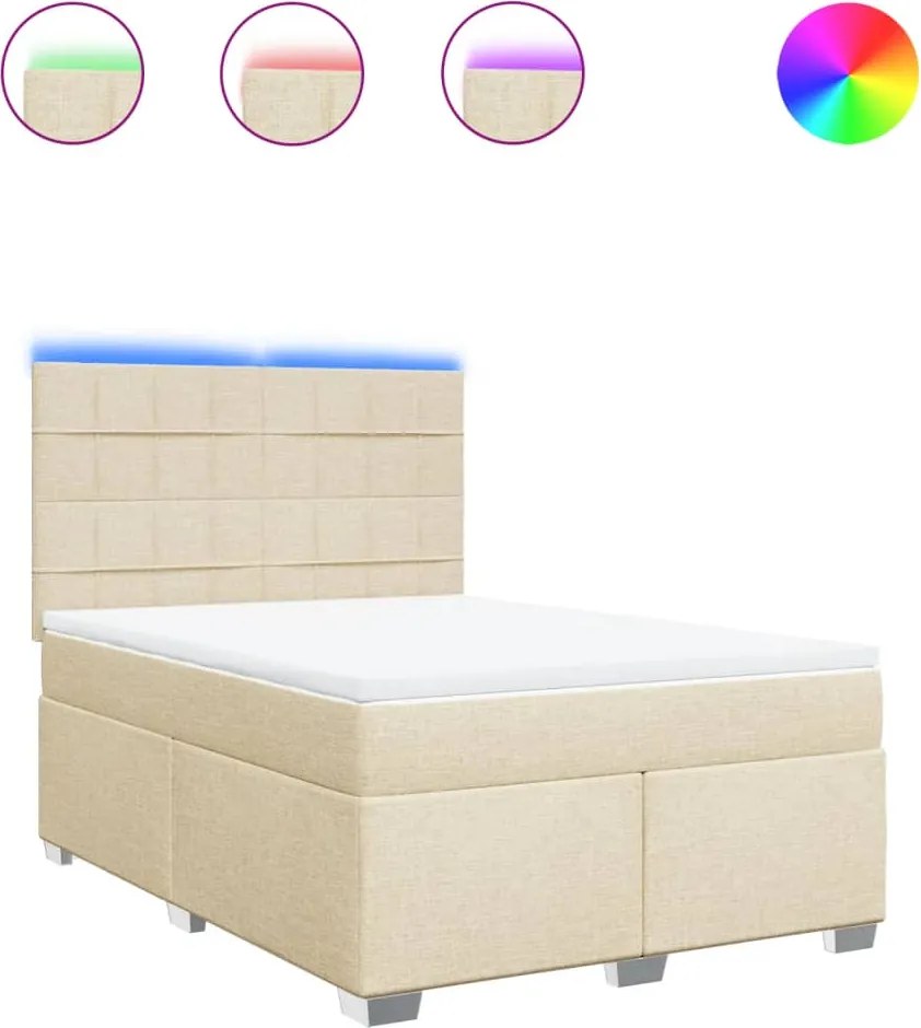 Box spring postel s matrací krémová 140x190 cm textil 3292788