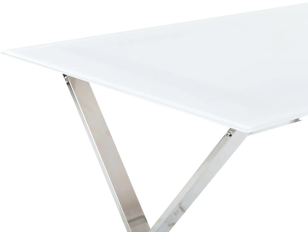 Jídelní stůl se skleněnou deskou 120 x 70 cm bílý/stříbrný ATTICA Beliani