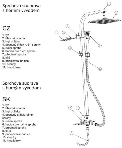 EBS Sprchový sloup bez baterie, chrom CGQ002 S_CGQ002