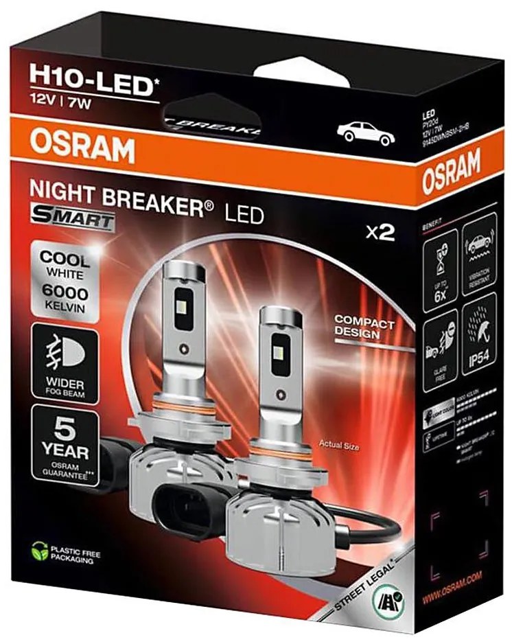 SADA 2x LED Autožárovka NIGHT BREAKER SMART H10 PY20d/7W/12V 6000K - Osram