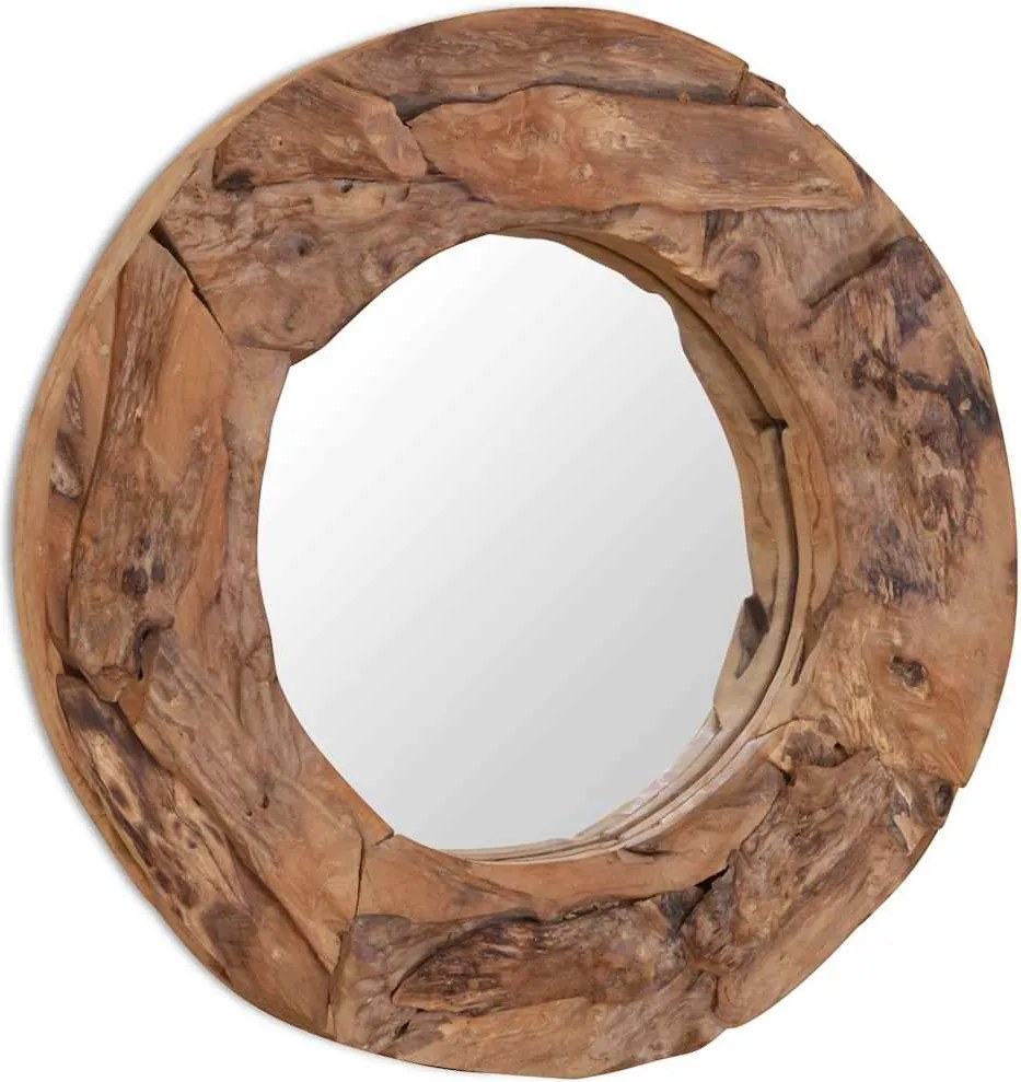 Dekorativní zrcadlo teak 60 cm kulaté 244560