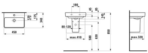 Laufen Base Pro S Skříňka s umyvadlem 45 bílá lesk pravá