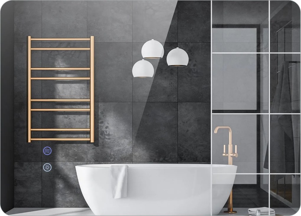 Costway Obdélníkové zrcadlo s LED osvětlením, nástěnné zrcadlo do – 70 × 50 cm