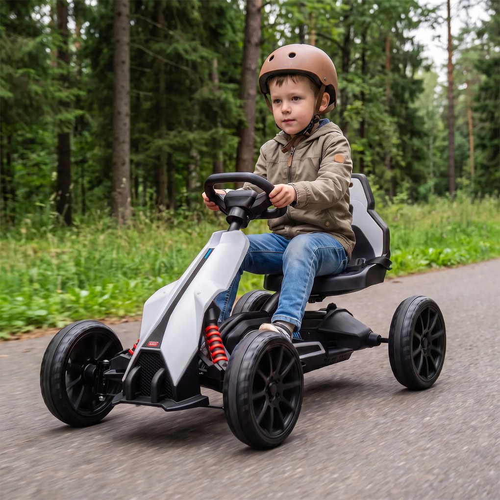 HOMCOM Dětský elektrický go-kart 12V 3-5 km/h Drift kart s 2 rychlostními režimy, bezpečnostním pásem, volantem, dětský go-kart pro děti ve věku 3-8 …