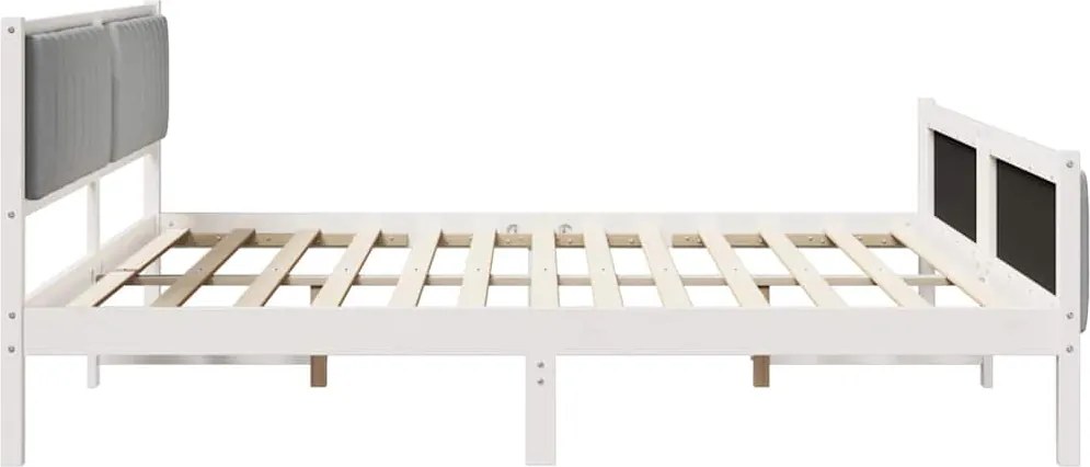 Rám postele s čelo Bílá a světle šedá 200 x 200 cm 3394302