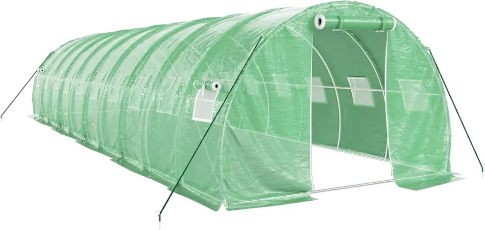 Skleník s ocelovým rámem zelený 30 m² 10 x 3 x 2 m 3188042