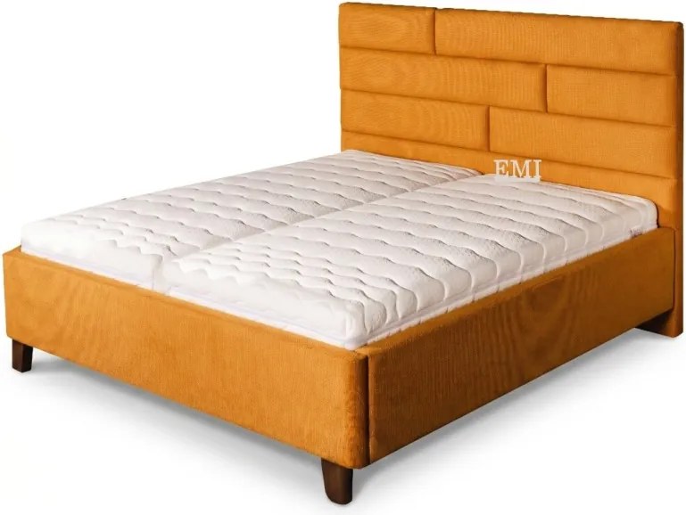 Postel čalouněná AZRA + lamelový rošt + matrace EMI