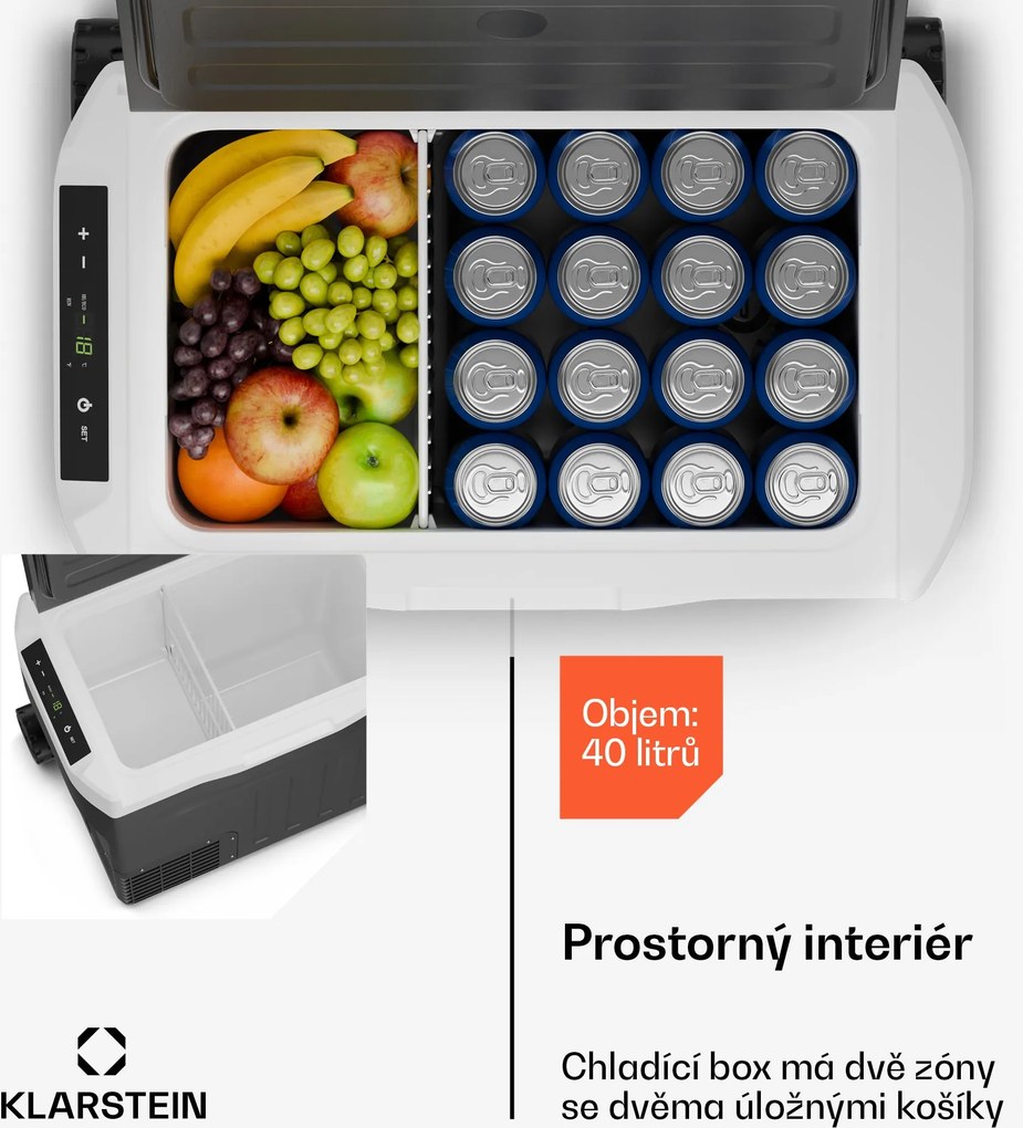 Klarstein PolarForce 37 l kompresorový chladící box| LCD panel, osvětlení, off-road, ochrana baterie, 12V/230V