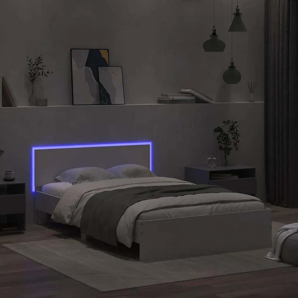 Rám postele s čelem a LED osvětlením bílý 140 x 200 cm 3207609