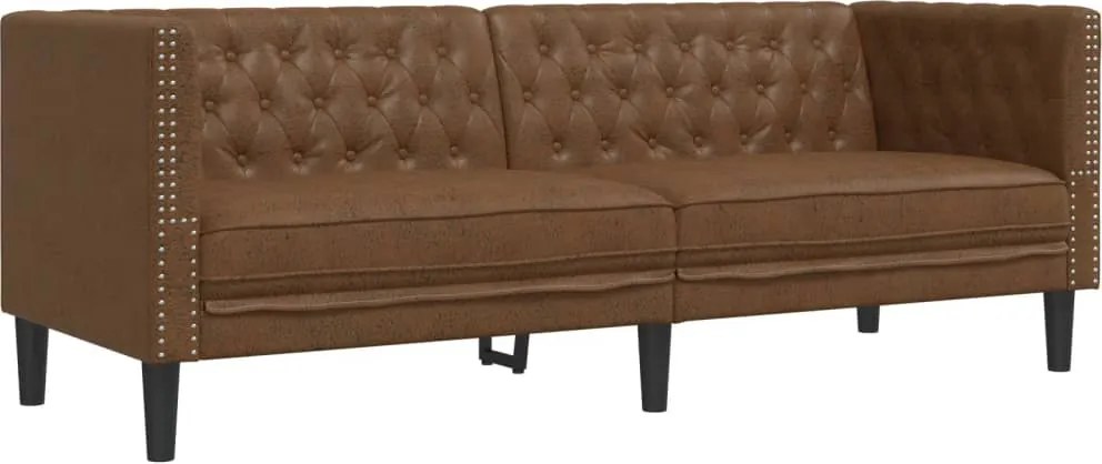 2dílná sedací souprava Chesterfield hnědá umělá semišová kůže 3209280
