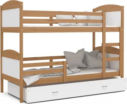 Patrová postel MATOUŠ včetně úložného prostoru (Olše), Bílá