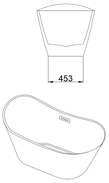 BPS-koupelny Volně stojící akrylátová vana HYD-RIC513B 160x75 bílá/černá, odtokový komplet chrom