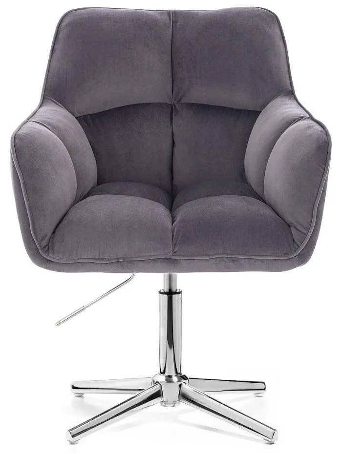 LuxuryForm DESIGN Otočné křeslo AMALFI VELUR na stříbrném kříži - tmavě šedé