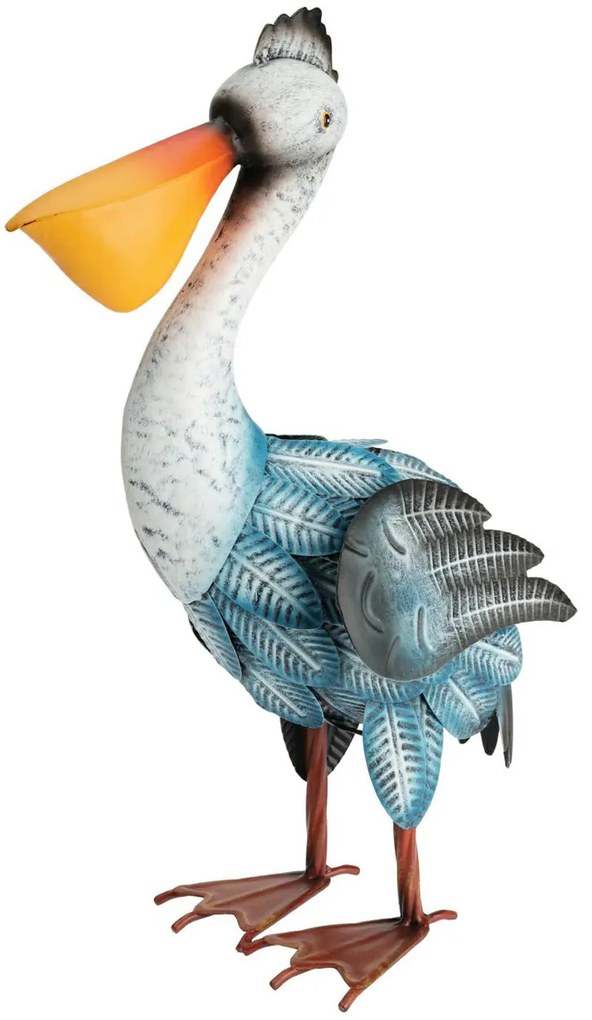Zahradní kovová figurka Pelican, 41 cm, vícebarevná