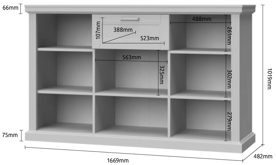 Široká komoda Artis - šedá/ořech pacific