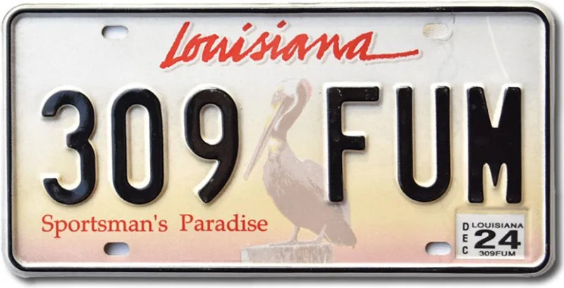 Americká SPZ Louisiana Sportsman´s Paradise 309 FUM