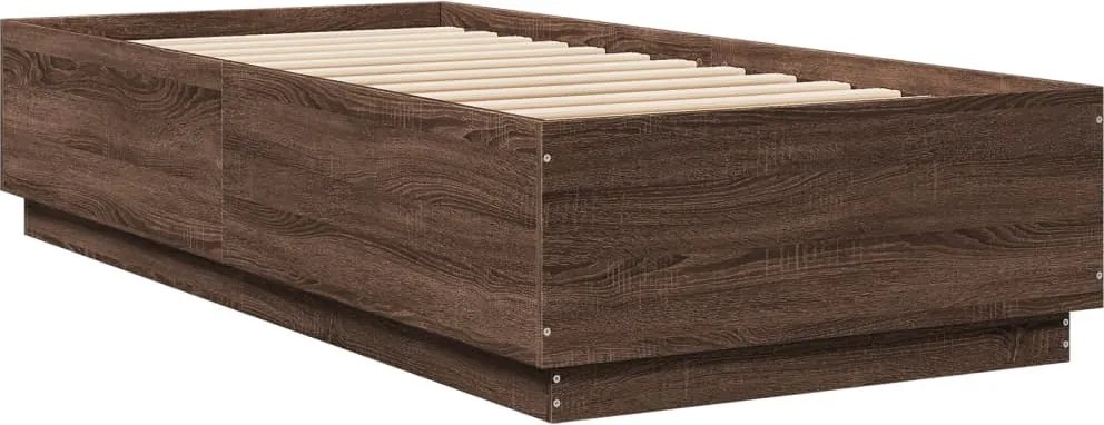 Rám postele hnědý dub 90 x 200 cm kompozitní dřevo 3209729