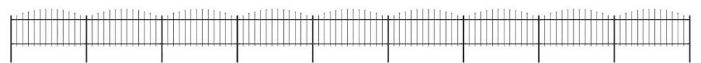 Zahradní plot s kopím nahoře ocelový 1603,5 x 75 cm černý